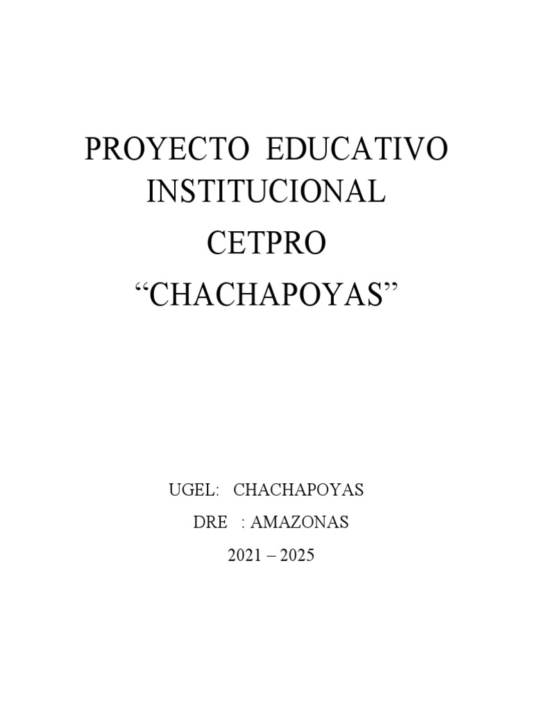 Proyecto Educativo CETPRO Chachapoyas | PDF | Enseñando | Plan de estudios