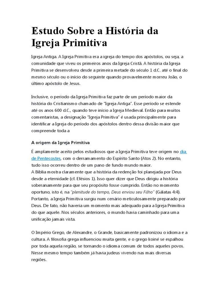Estudo Sobre A História Da Igreja Primitiva | PDF | Apóstolo Paulo ...