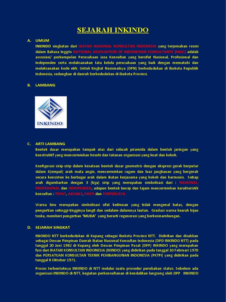 Sejarah dan Lambang INKINDO NTT | PDF | Perjalanan
