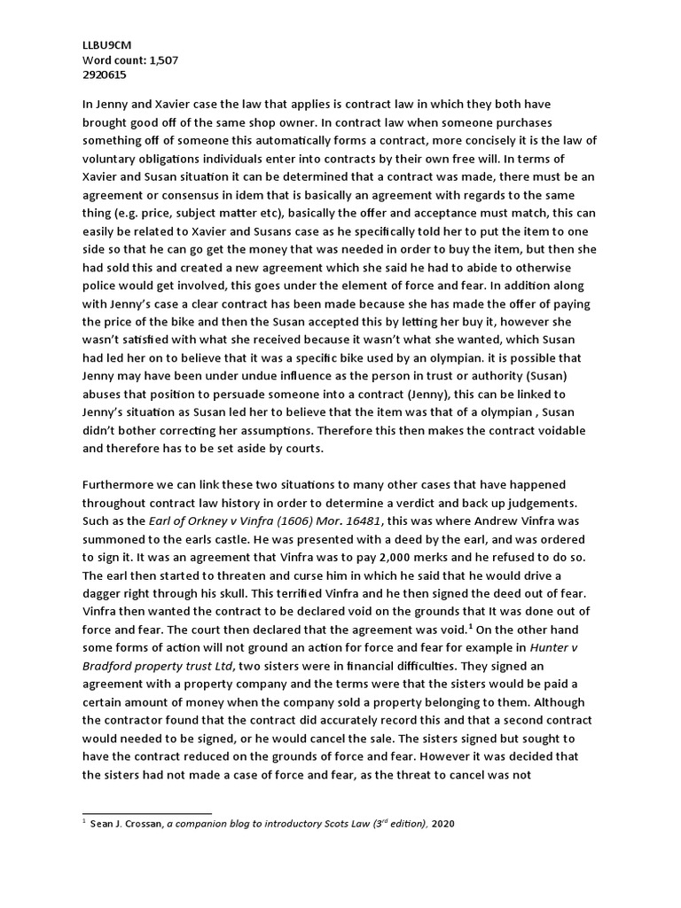 Contract Law Essay | PDF | Private Law | Justice