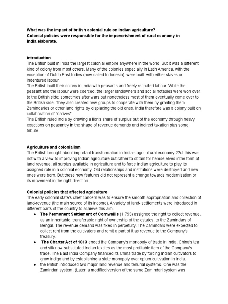 Impact of Colonial Rule | PDF | British Raj | Loans