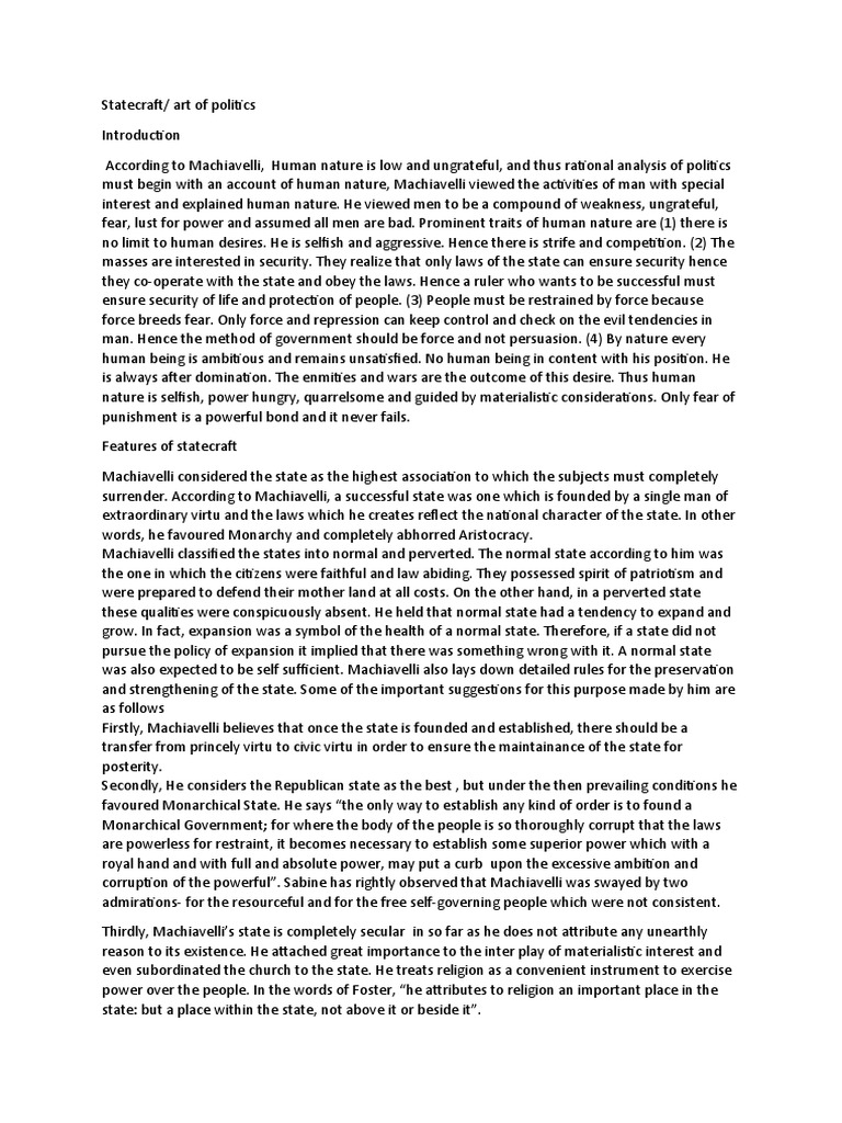 Machiavelli's Statecraft Principles | PDF | The Prince | Niccolò ...