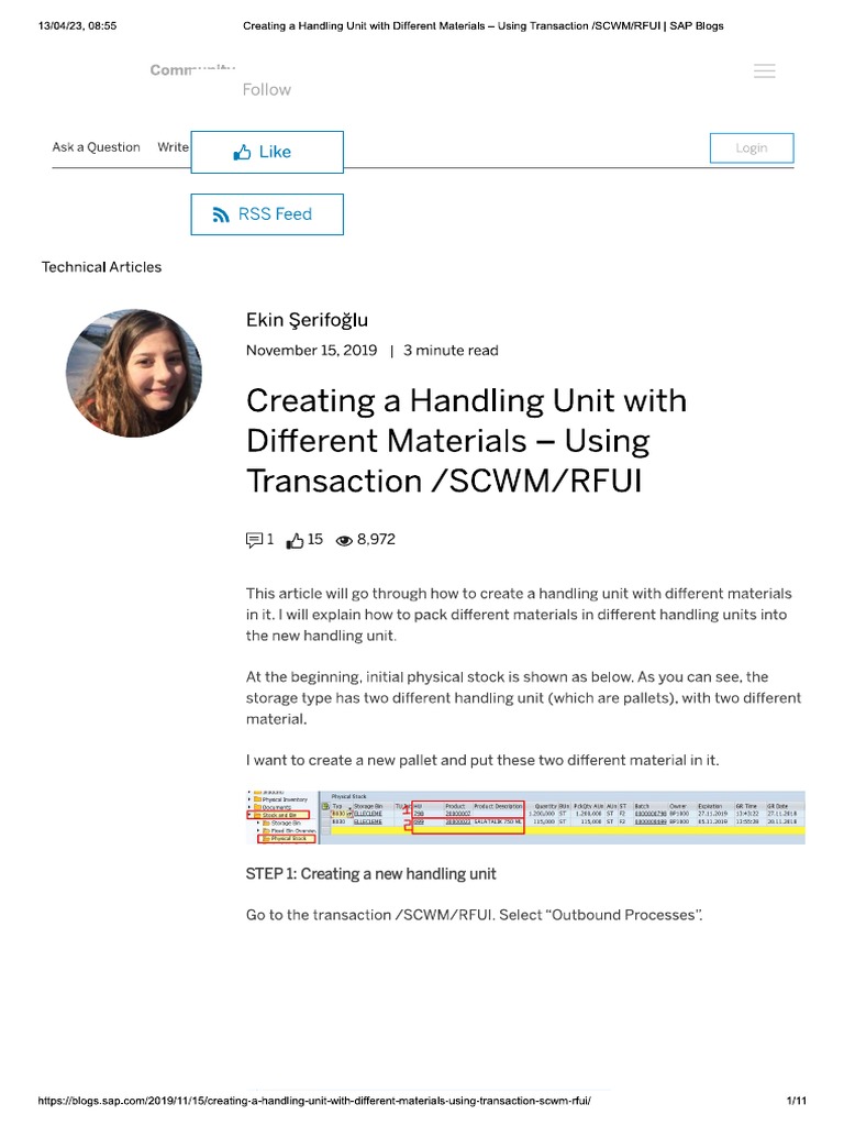 Create Handling Units and Move Materials To Different Handling Unit | PDF