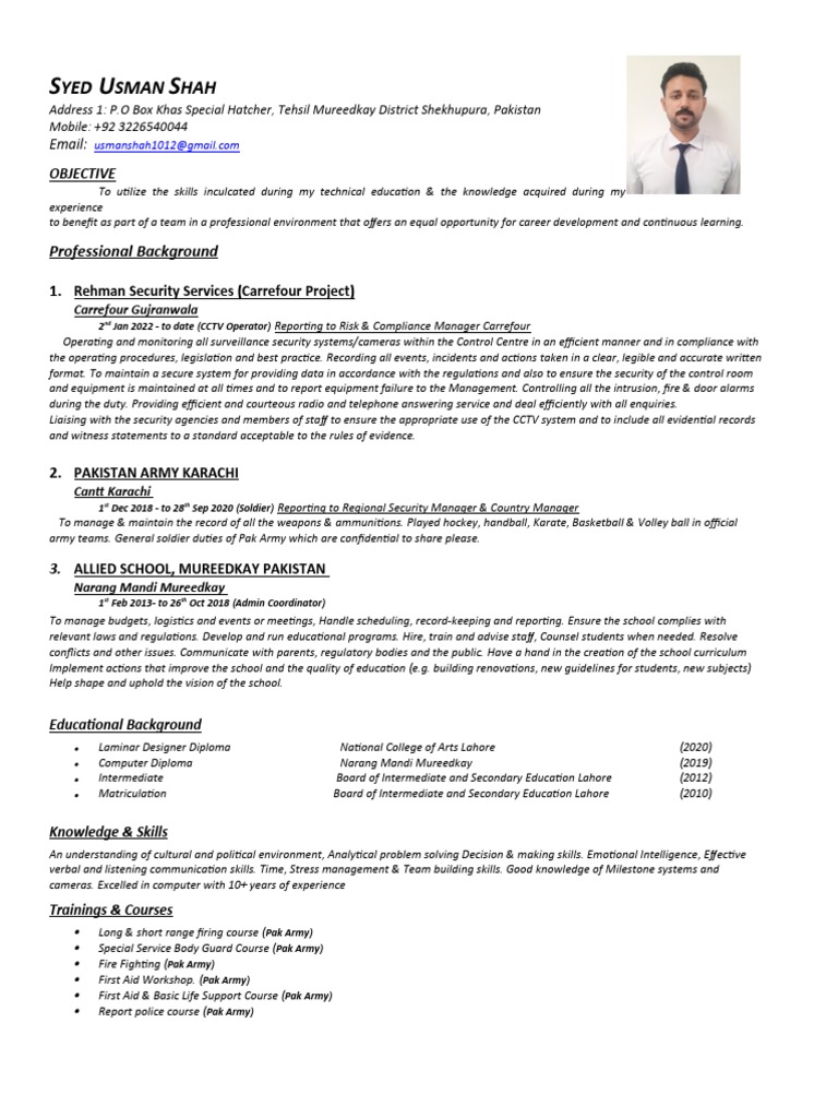 Syed Usman Shah | PDF | Closed Circuit Television | Pakistan Army