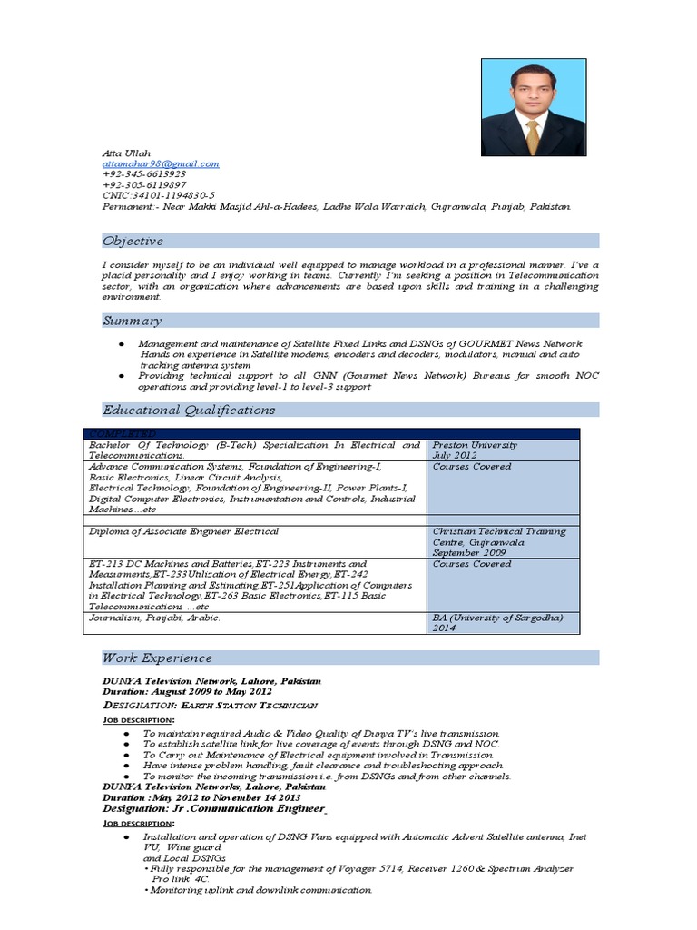 Atta CV Updated (01-07-22) | PDF | Communications Satellite | Technical Support