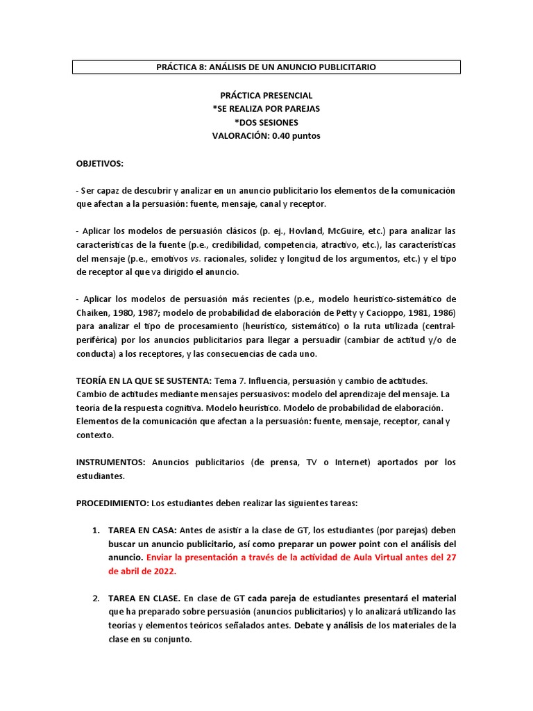 Práctica 8. Análisis de Un Anuncio Publicitario | PDF | Persuasión ...