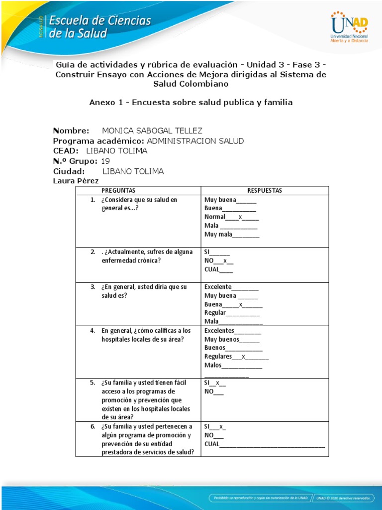 Anexo 1 - Encuesta Sobre Salud Publica y Familia | PDF | Hospital | Medicina CLINICA