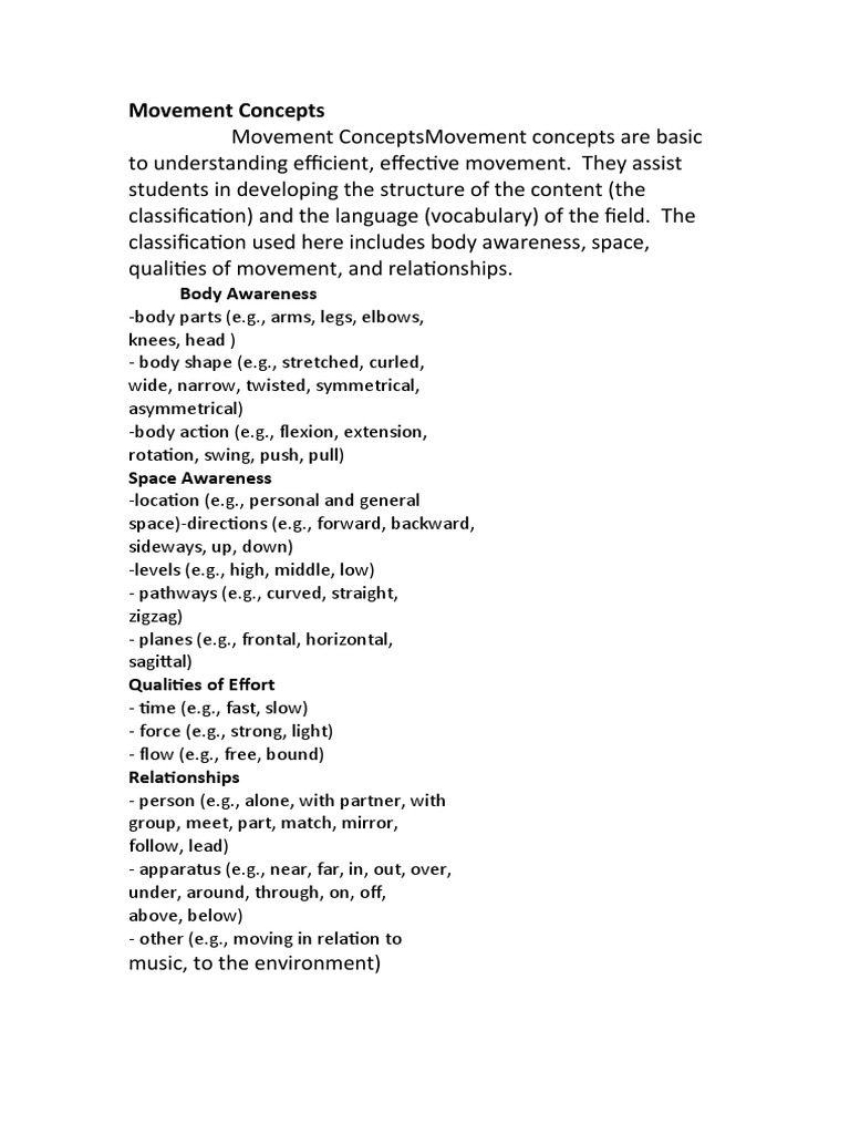 Understanding Movement Concepts | PDF