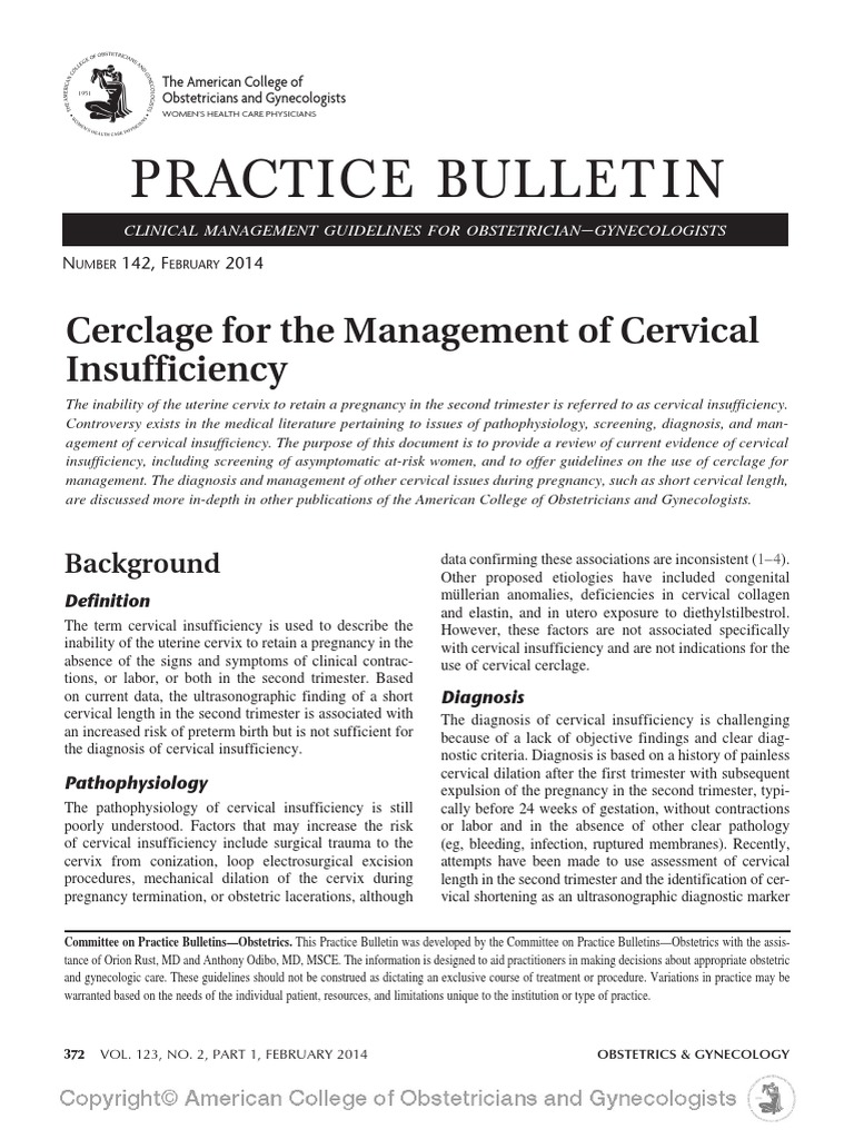 Cerclaje ACOG | PDF | Preterm Birth | Childbirth