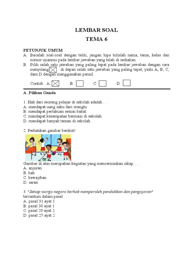 Soal Pas Tema 6 | PDF