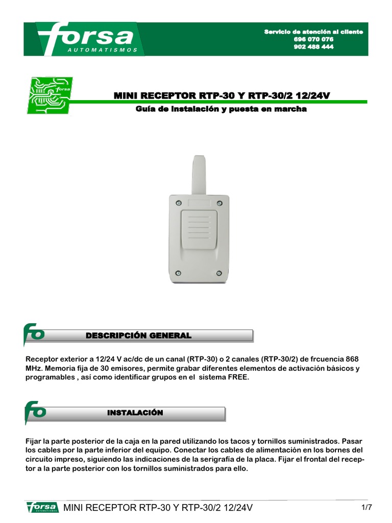 FT Rec801 Mini Receptor RTP-30 | PDF | Relé | Ingenieria Eléctrica