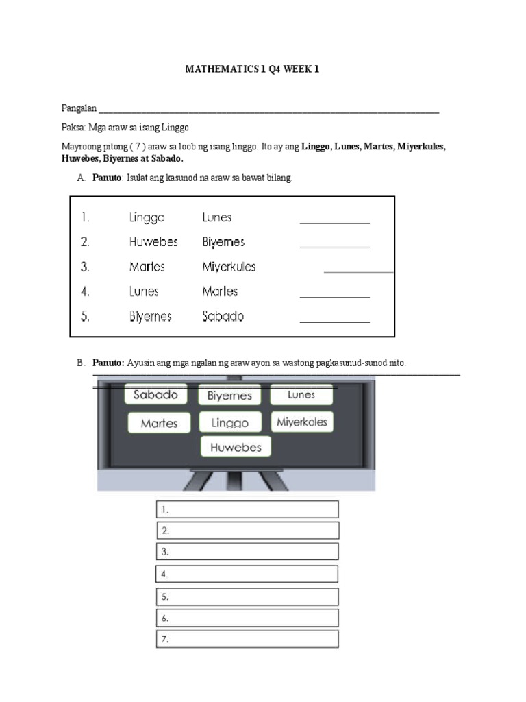 Activity MATHEMATICS 1 Q4 WEEK 1 | PDF