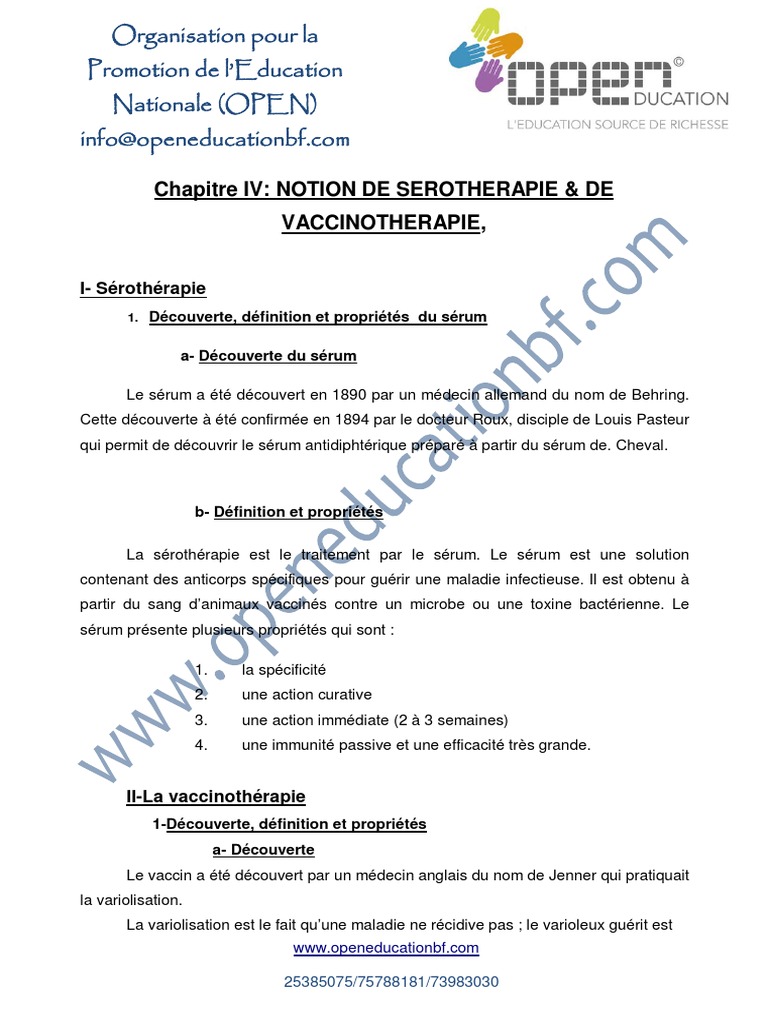 Sérothérapie et Vaccinothérapie expliquées | PDF | Vaccination | Vaccins