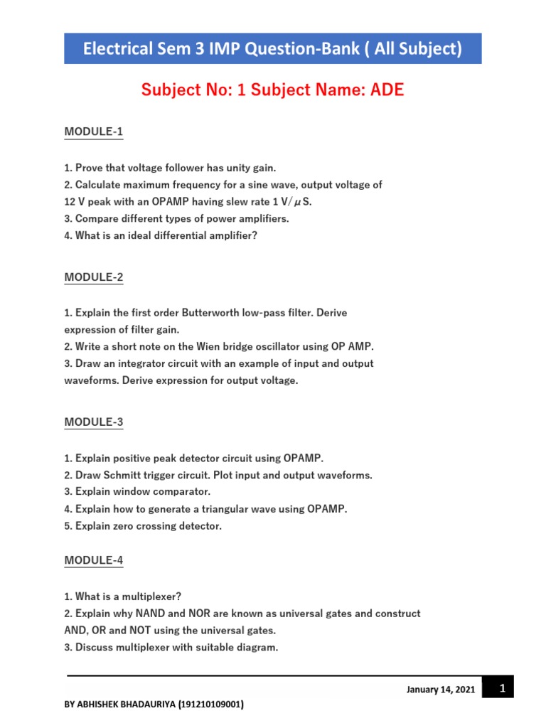Electrical Sem 3 IMP Question Bank Complete 2023 All Subject | Download ...