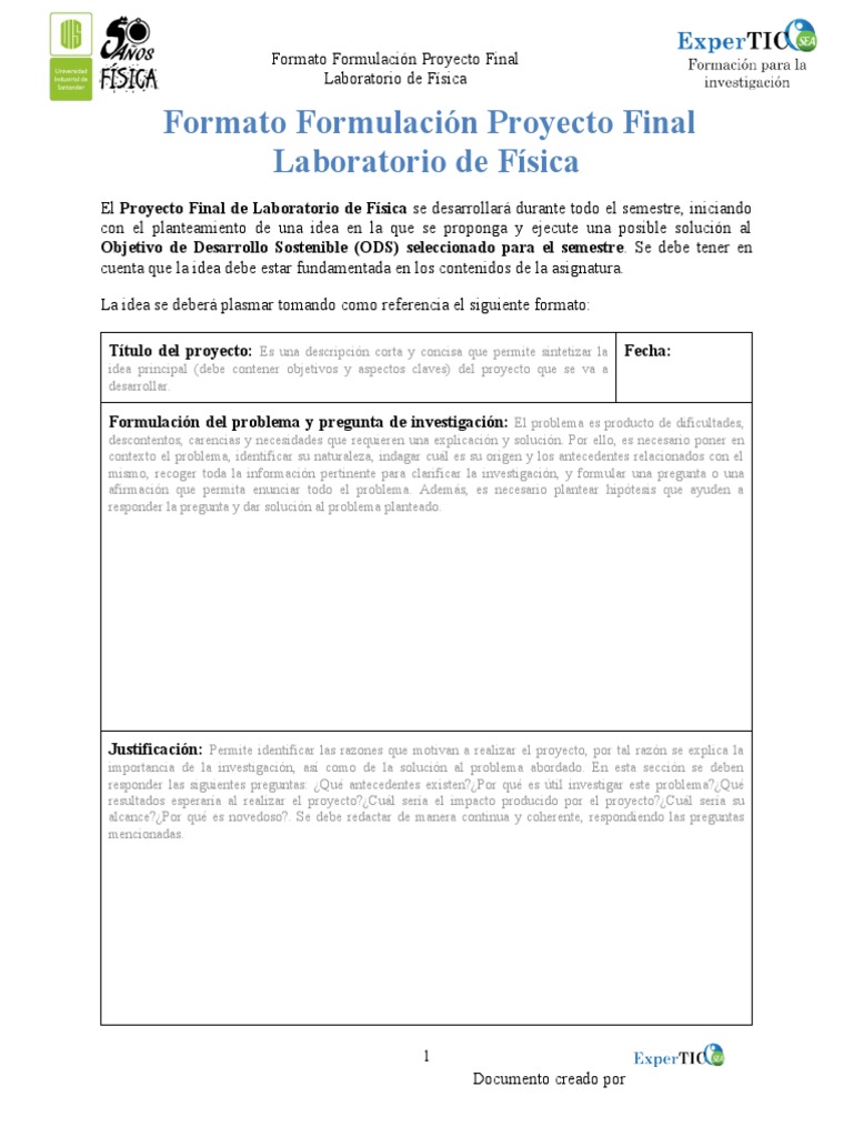 Formato Proyecto Final Fase 1 | PDF | Science