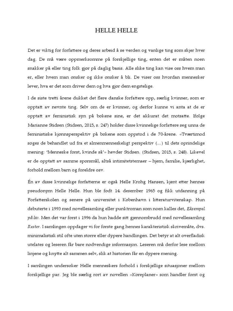 Helle Helle | PDF