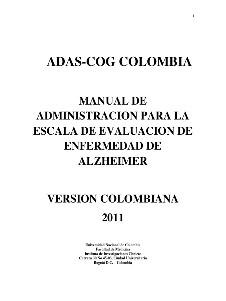 Manual ADAS-COG Colombia 2011 | PDF | Memoria | Dibujo