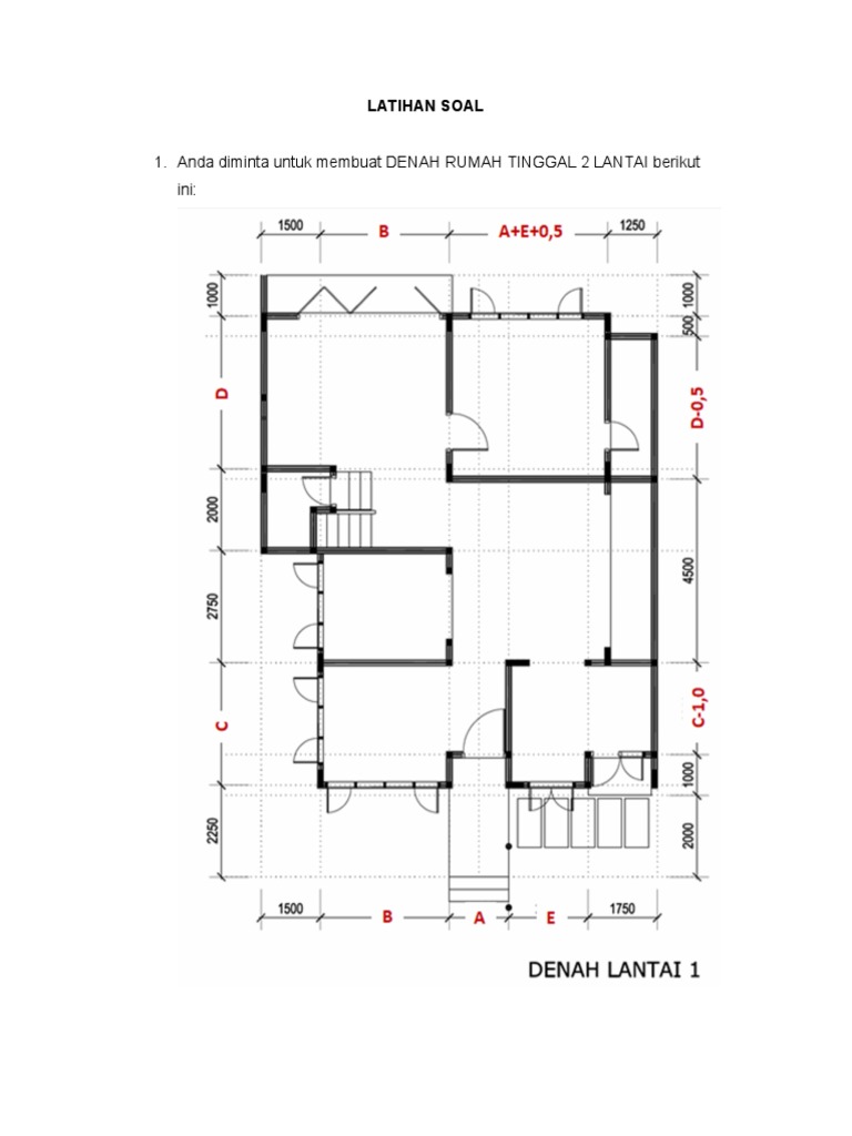 Latihan Soal Denah Tampak Potongan Bangunan | PDF