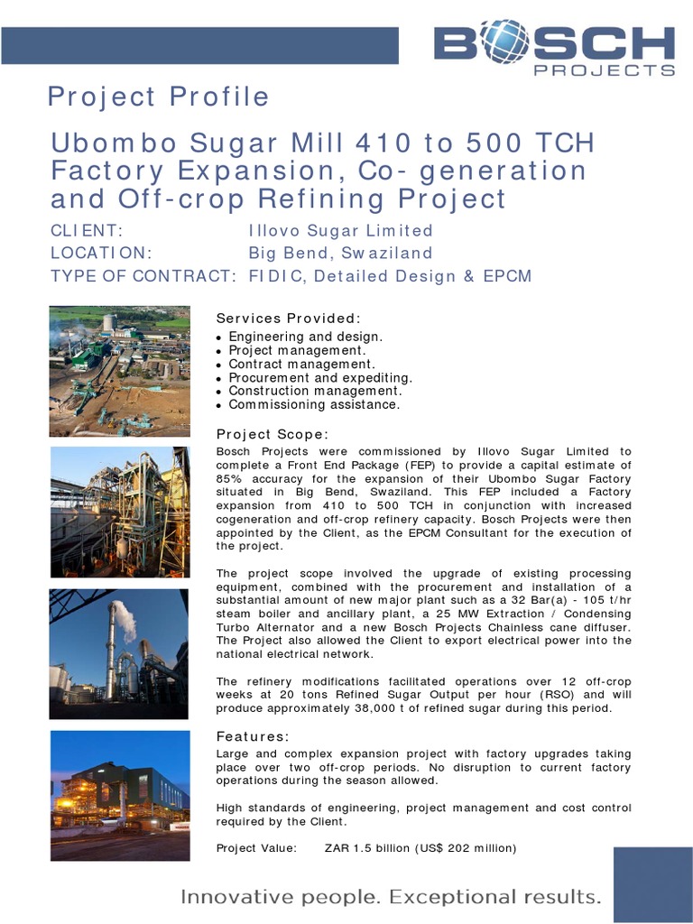 Illovo Ubombo Factory Upgrade | PDF
