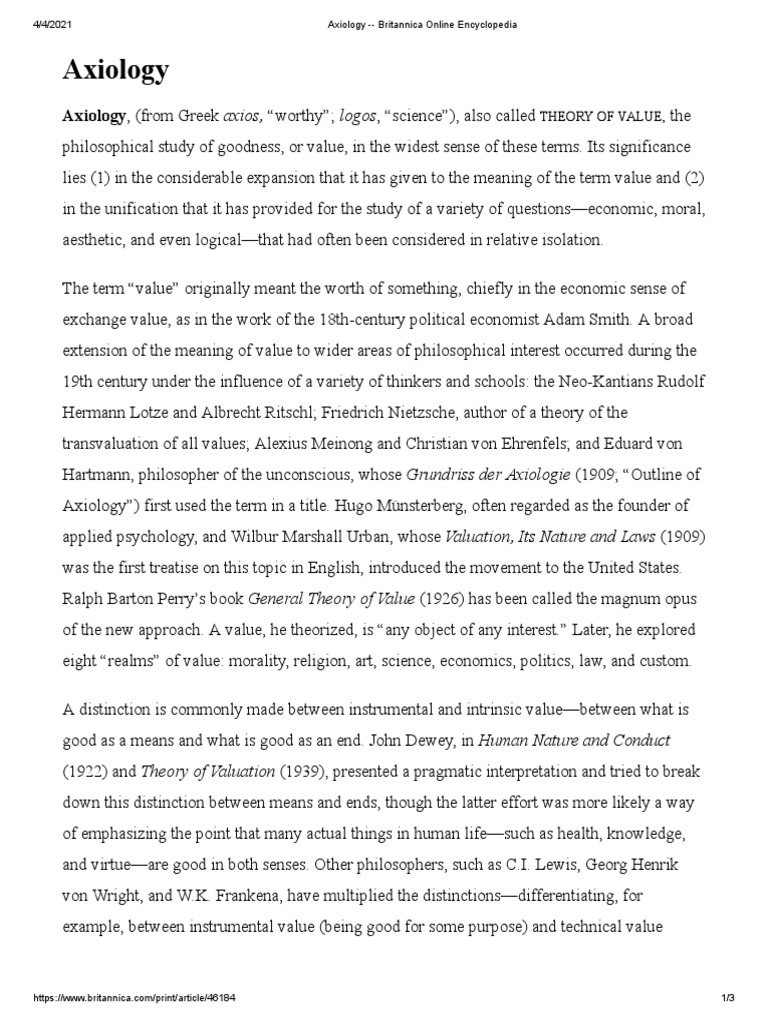 Axiology: The Study of Value | PDF | Axiology | Pragmatism
