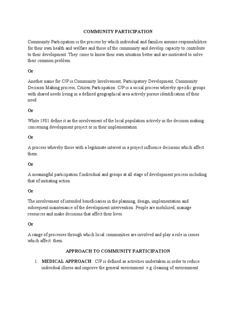 Community Participation | PDF | Public Participation | Health System