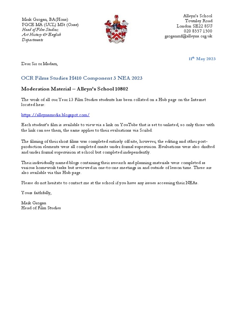 NEA Cover Letter 2023 | PDF