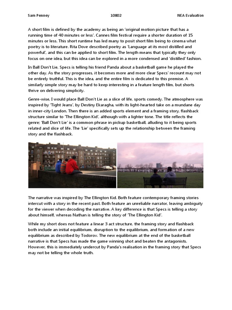 Analyzing "Ball Don’t Lie": Short Film Techniques | PDF