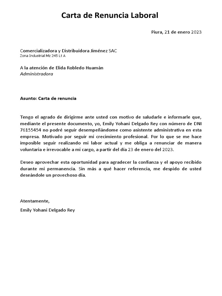 Carta Laboral | PDF