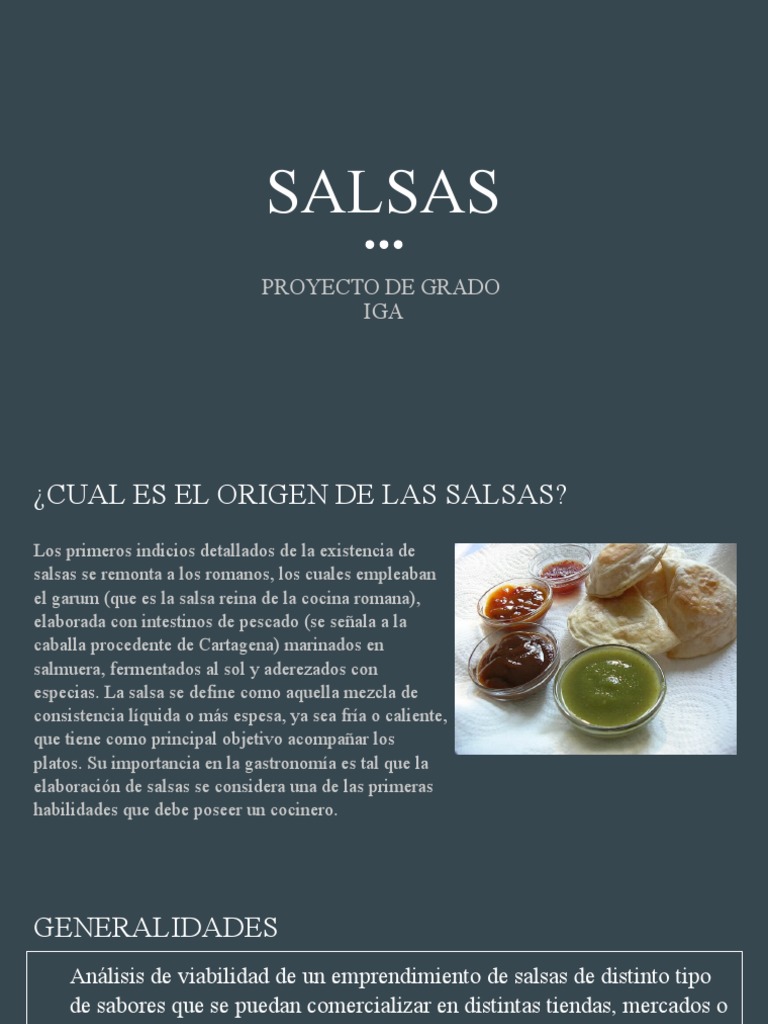 Presentación Proyecto Salsas | PDF | Salsa | Alimentos