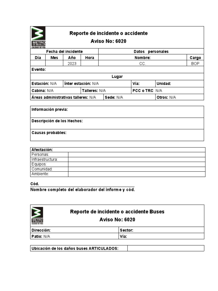 Formato Reporte Operativo | PDF
