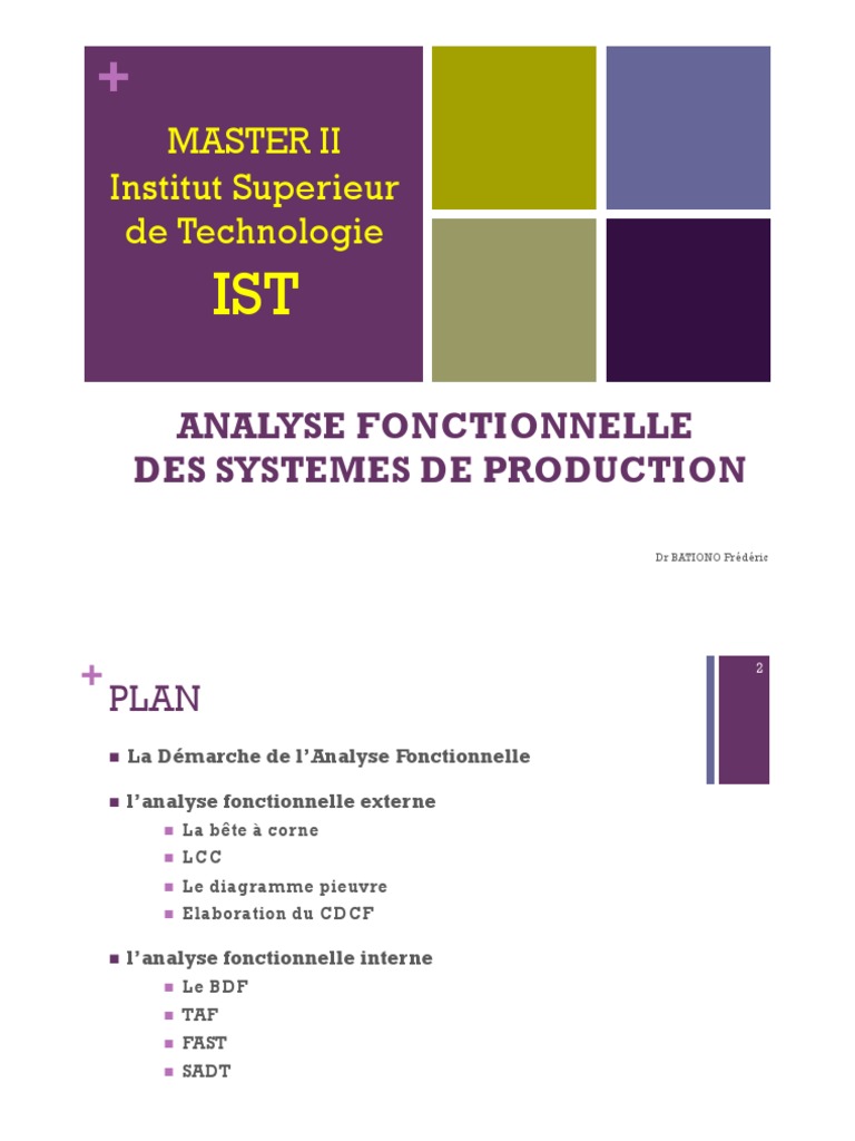 Analyse Fonctionnelle des Systèmes | PDF | Analyse du cycle de vie ...