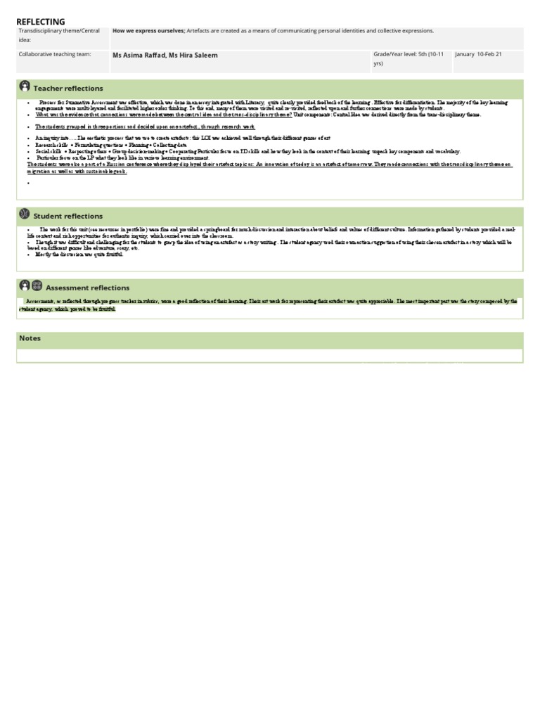 2021-2022 Reflection 5th How We Express Ourselves | PDF | Learning | Cognition