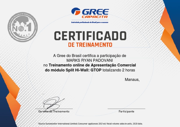 Certificação de Treinamento Gree | PDF