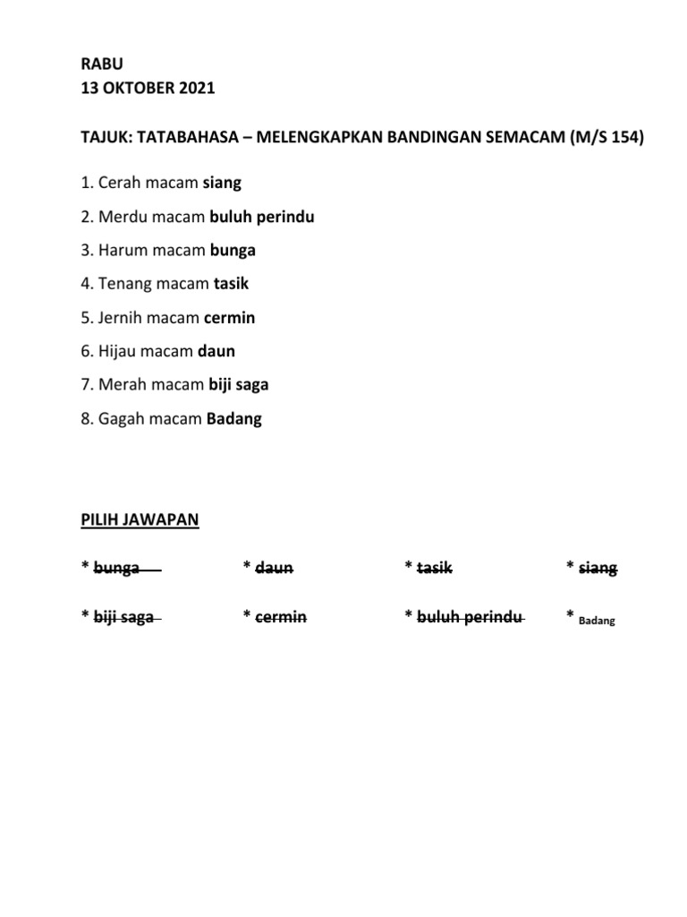 Latihan Bandingan Semacam PDF | PDF