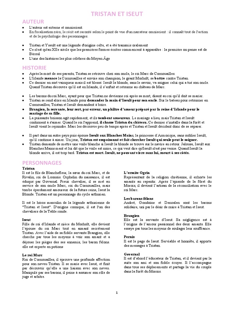 Tristan Et Iseut | PDF | Tristan (cycle arthurien)