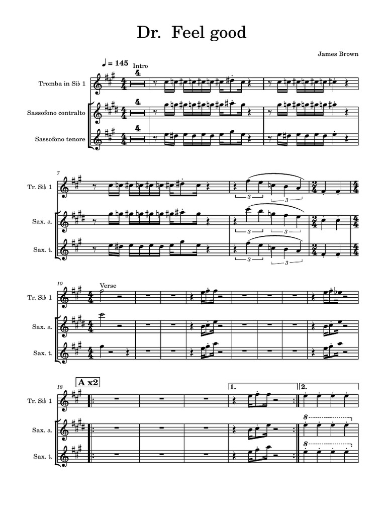 Dr. Feel Good: Musical Score for the James Brown Hit | PDF