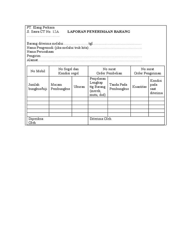 Laporan Penerimaan dan Stok Barang | PDF