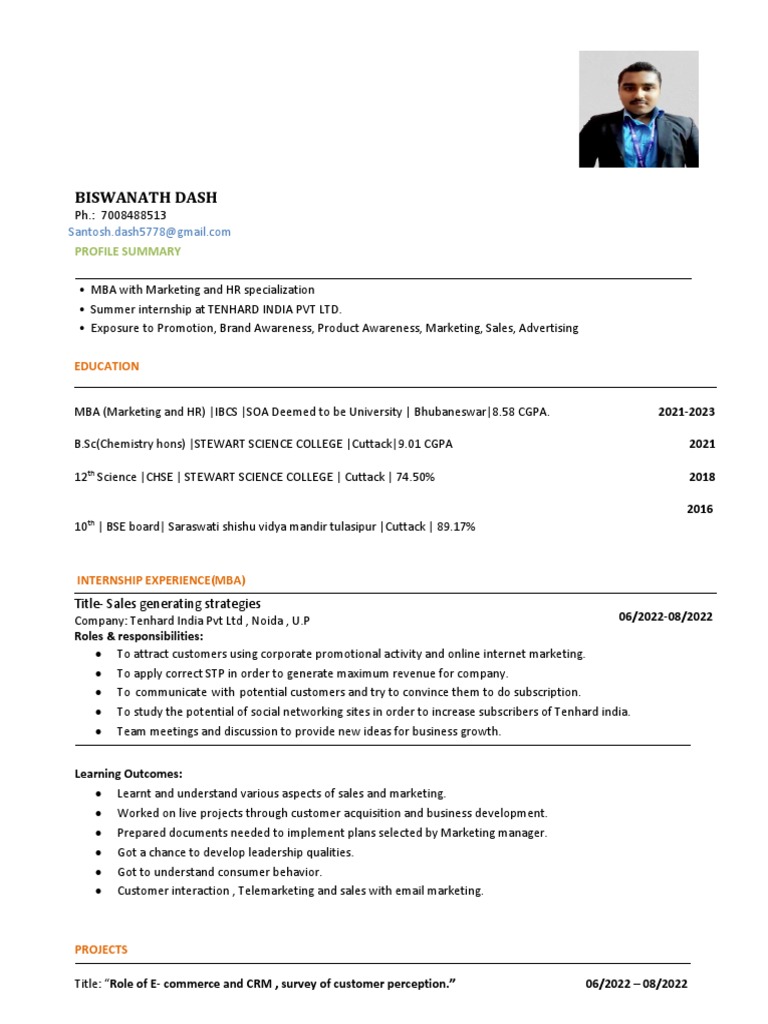 Biswanath - Dash - CV | Download Free PDF | Marketing | Sales