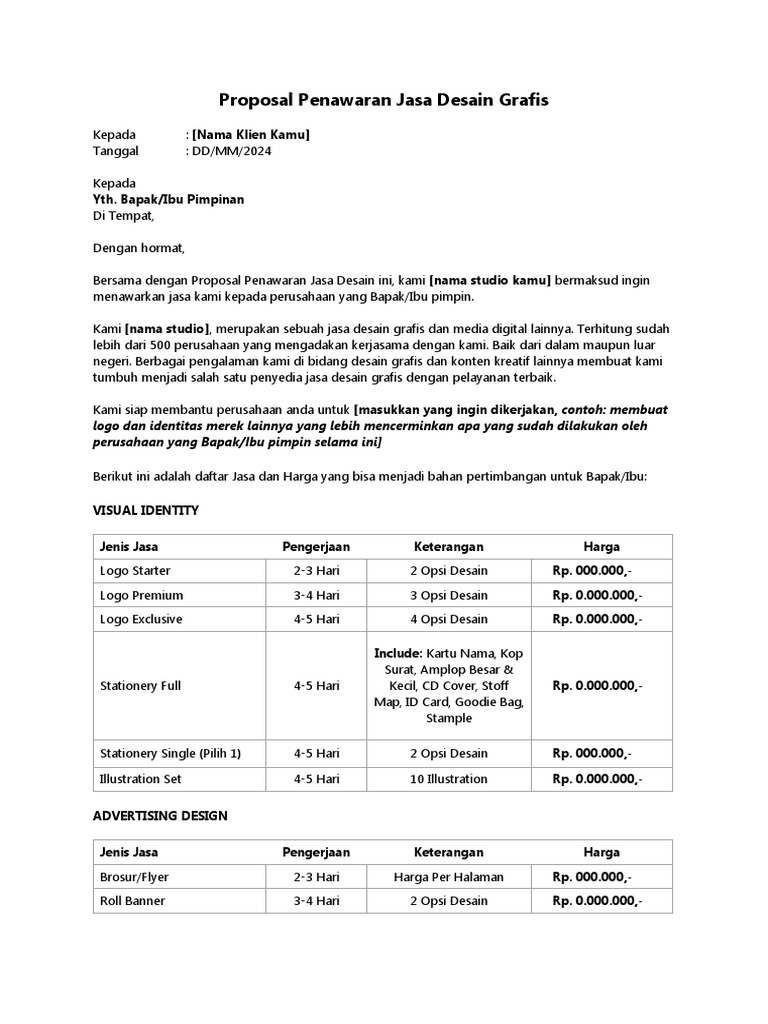 Proposal Jasa Desain Grafis - Singkat | PDF