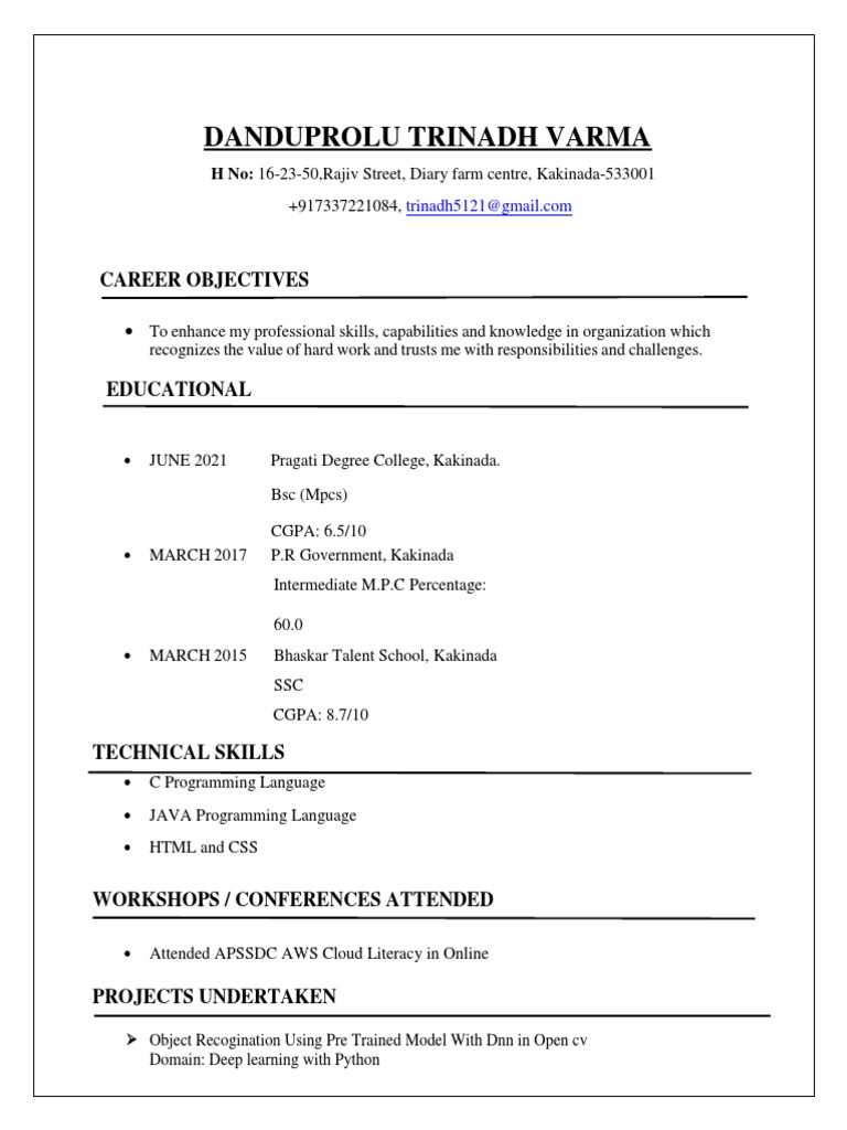 Trinadh Varma | PDF | Career & Growth