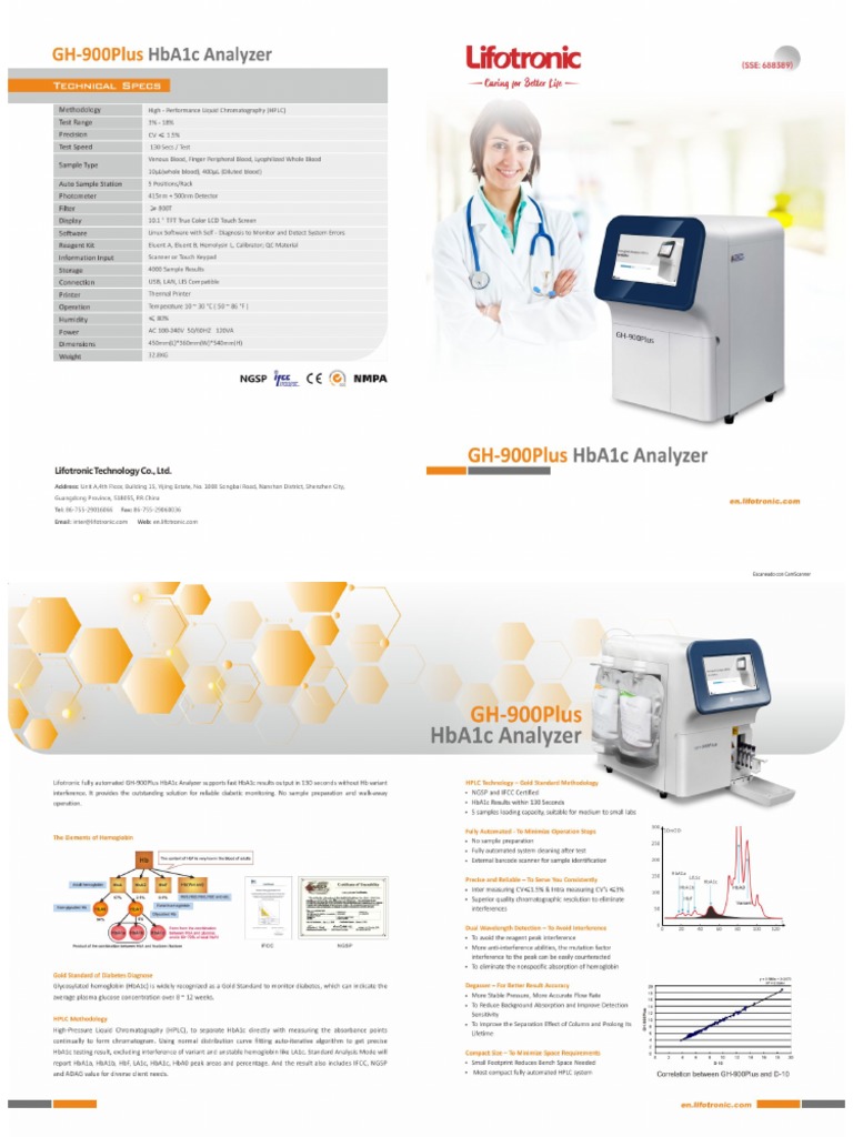 GH-900Plus HbA1c Analyzer Brochure | PDF