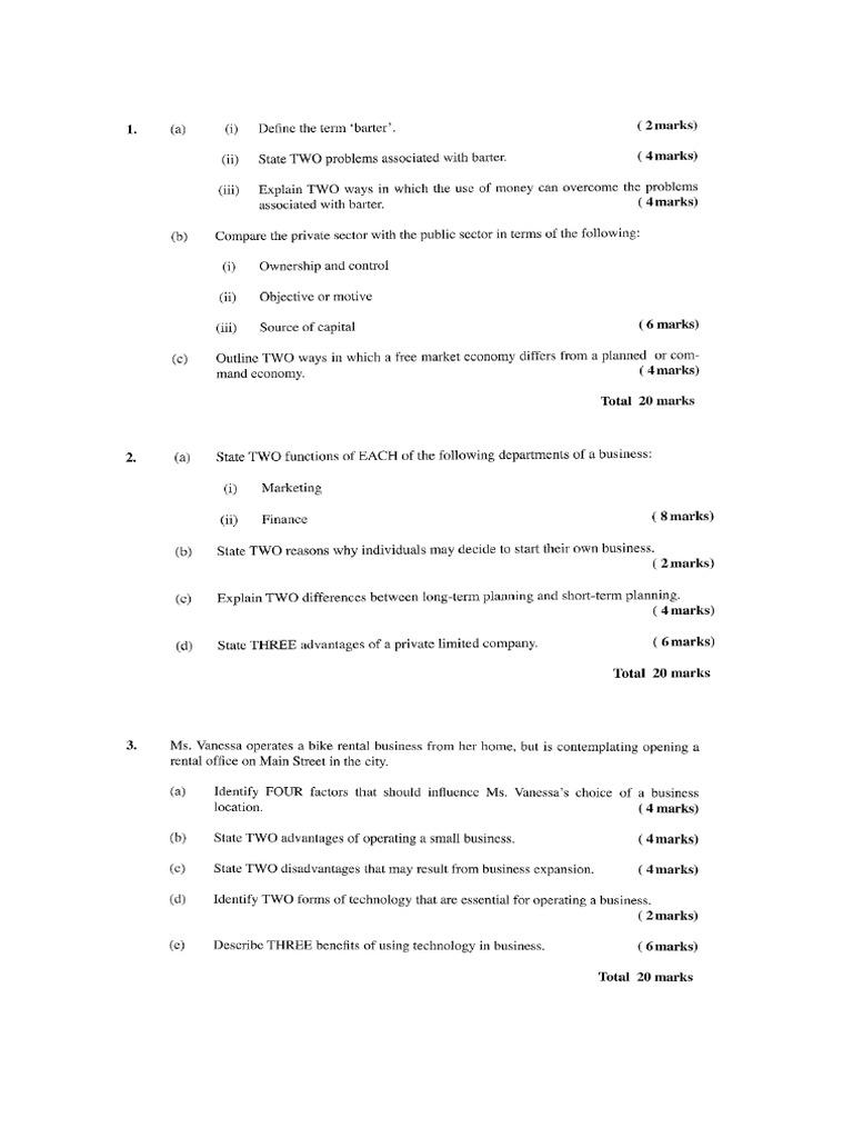 CSec POB Test Yourself Questions | PDF