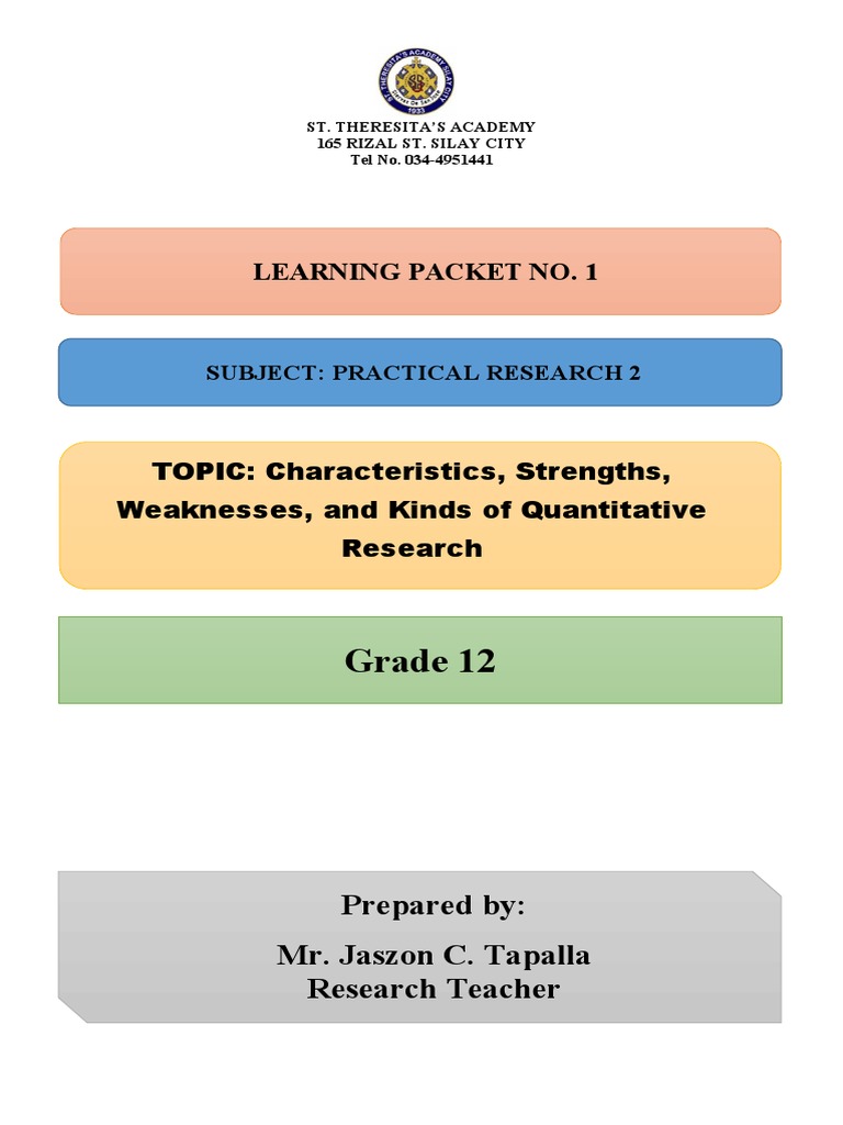 Practical Research 2 Learning Packets 1 | PDF | Methodology | Learning
