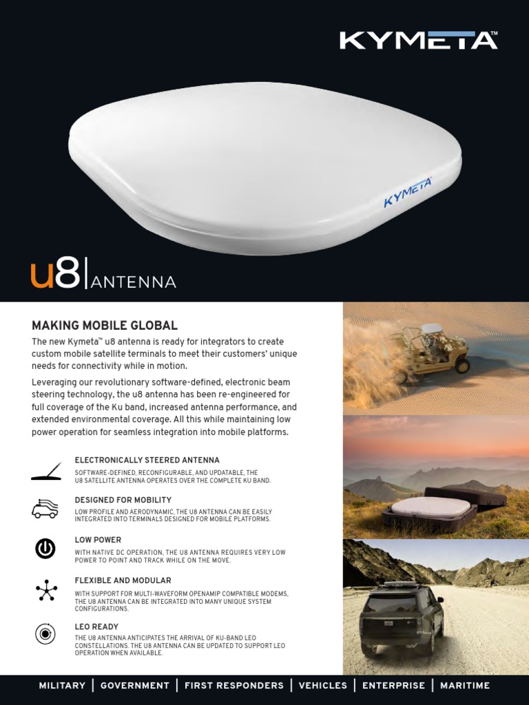 DS Kymeta U8 Antenna PDF | PDF | Antenna (Radio) | Electrical Engineering
