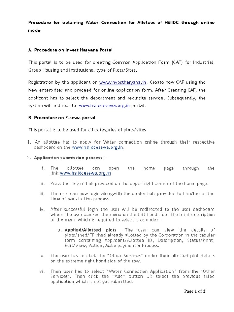 Procedure For Obtaining Water Connection | PDF | Cyberspace | Computing