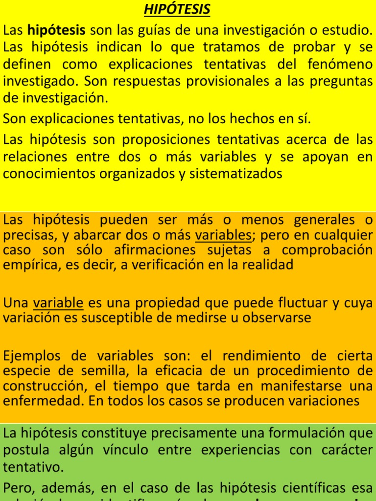 Tipos y Funciones de Hipótesis en Investigación | PDF | Hipótesis ...