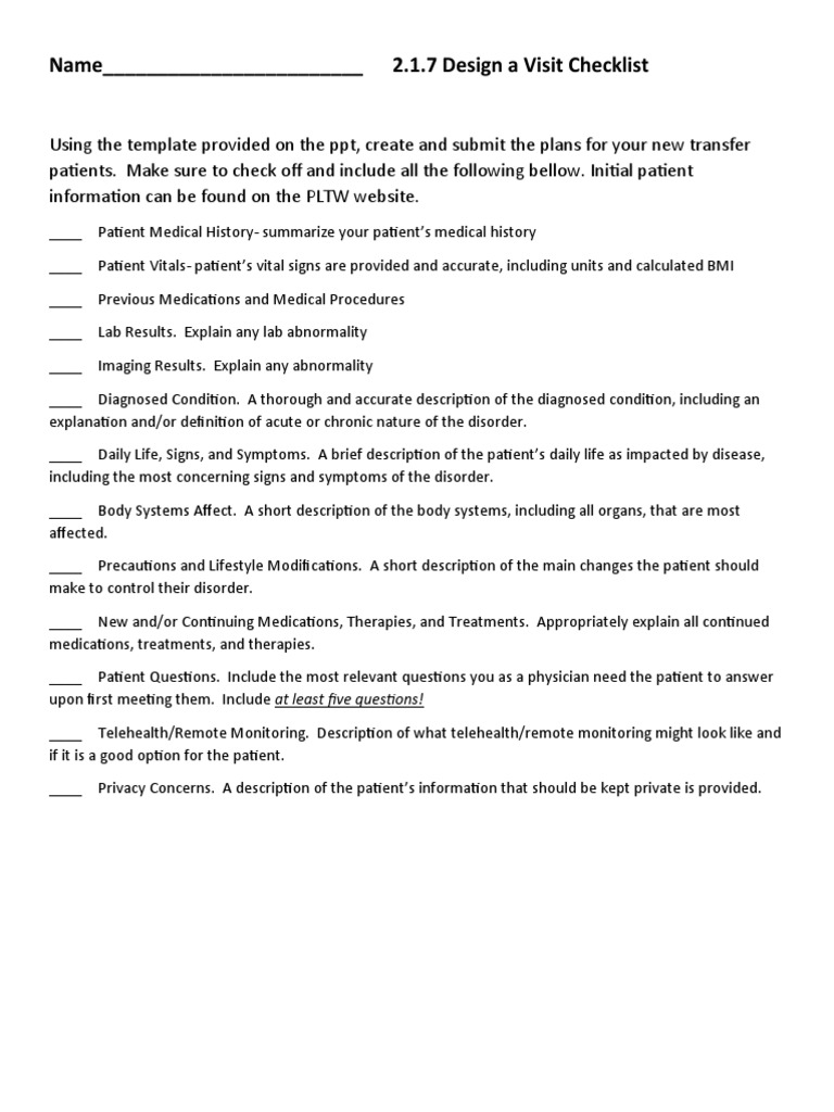 Patient Transfer Design Checklist | PDF | Science & Mathematics
