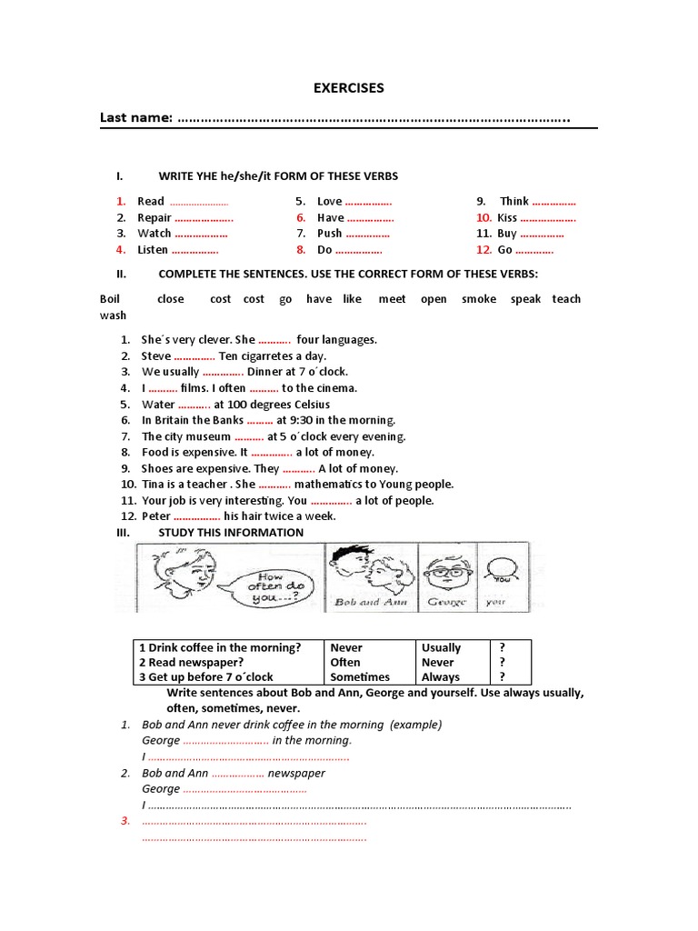 Exercises Verb To Be and Simple Present | PDF | Language Mechanics | Syntax