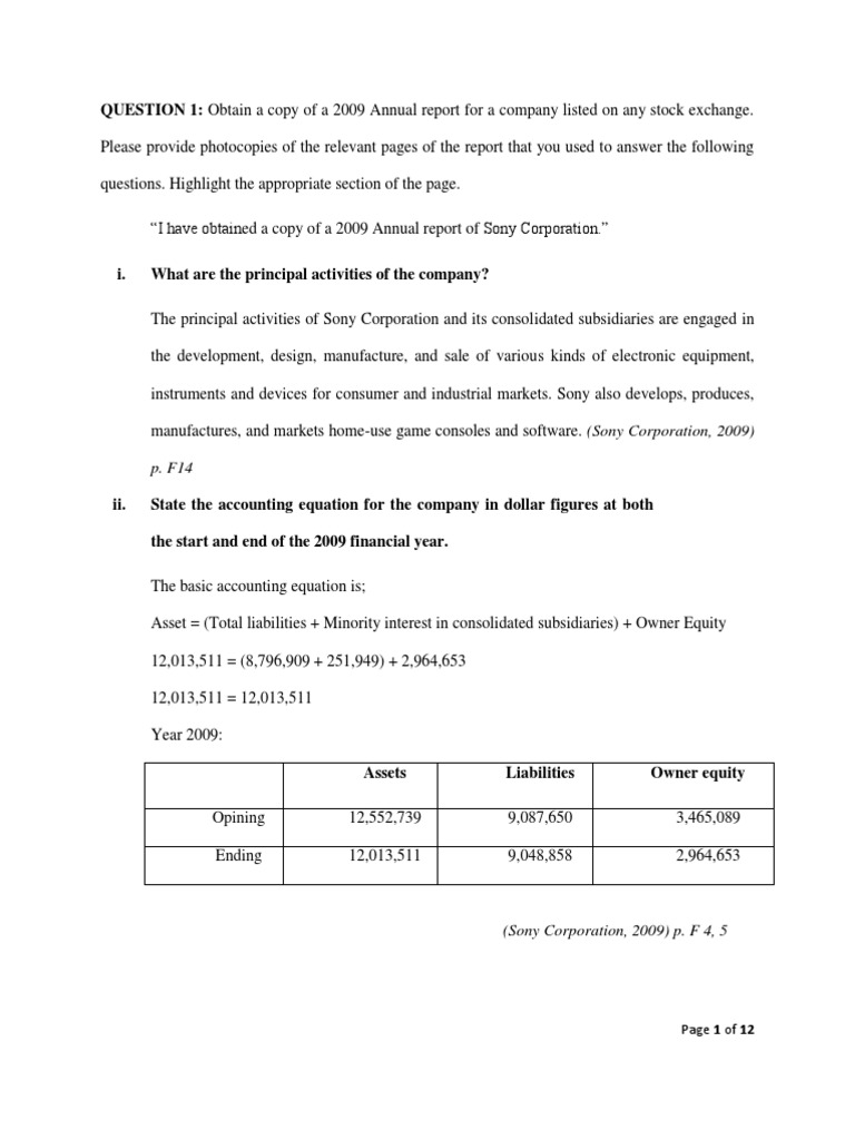 Sony Corporation 2009 Financial Overview | PDF | Financial Statement ...