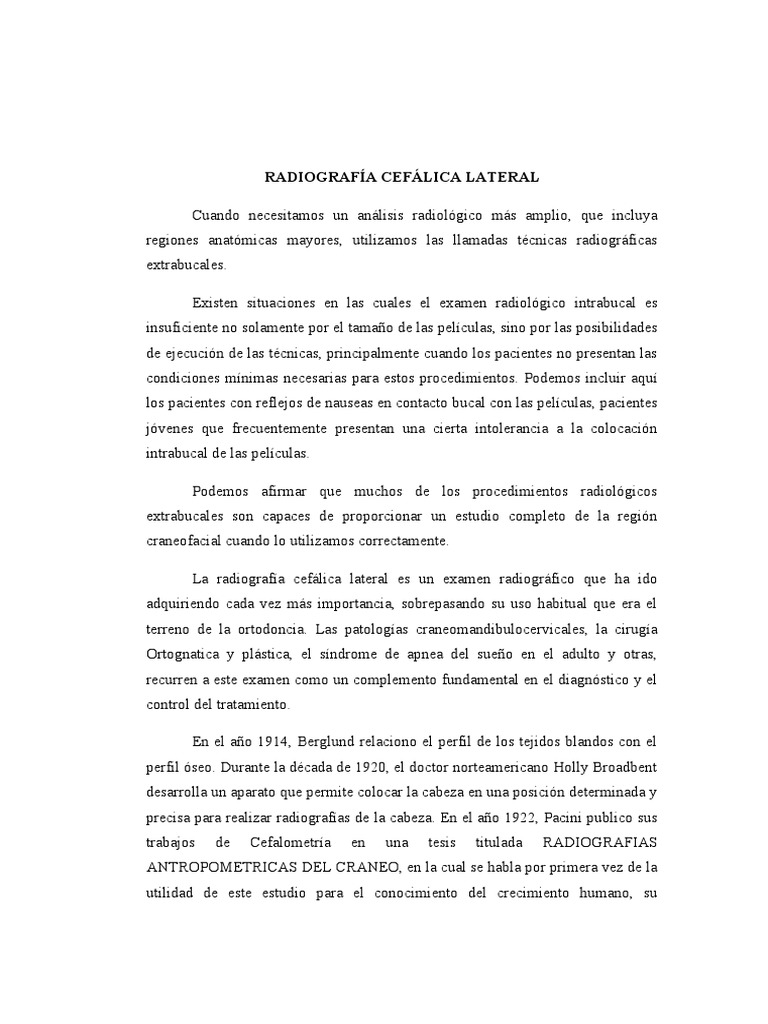 Radiografía Cefálica Lateral: Técnica y Usos | PDF | Anatomía humana ...